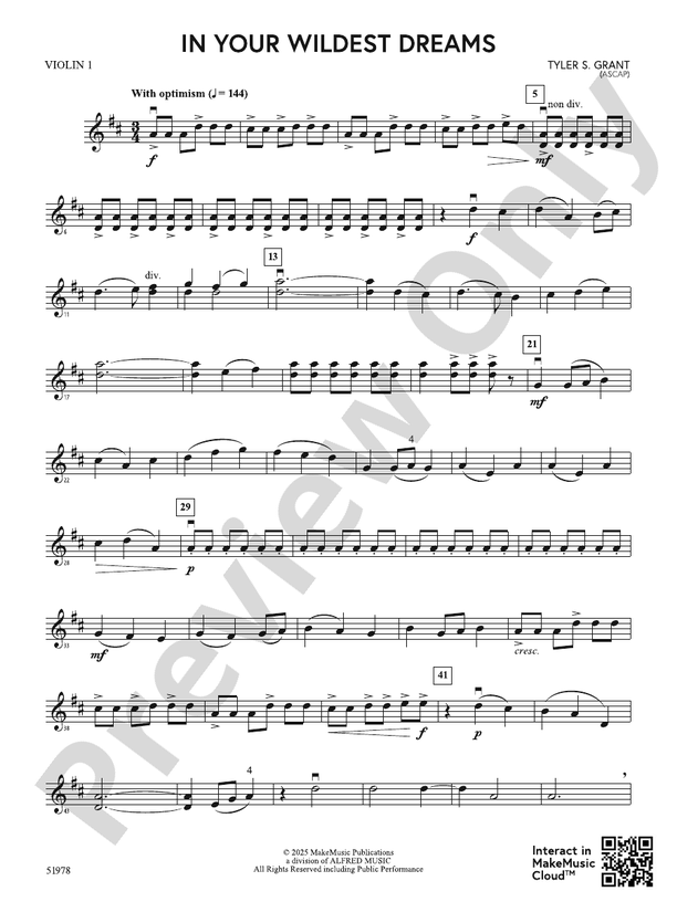 In Your Wildest Dreams: 1st Violin: 1st Violin Part - Digital Sheet Music Download