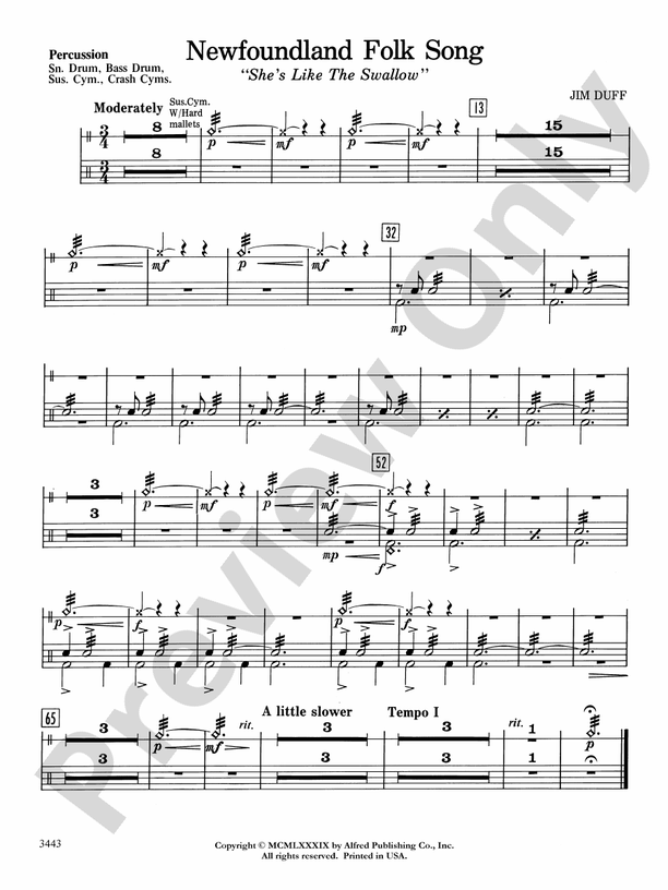 Newfoundland Folk Song: 1st Percussion: 1st Percussion Part - Digital ...