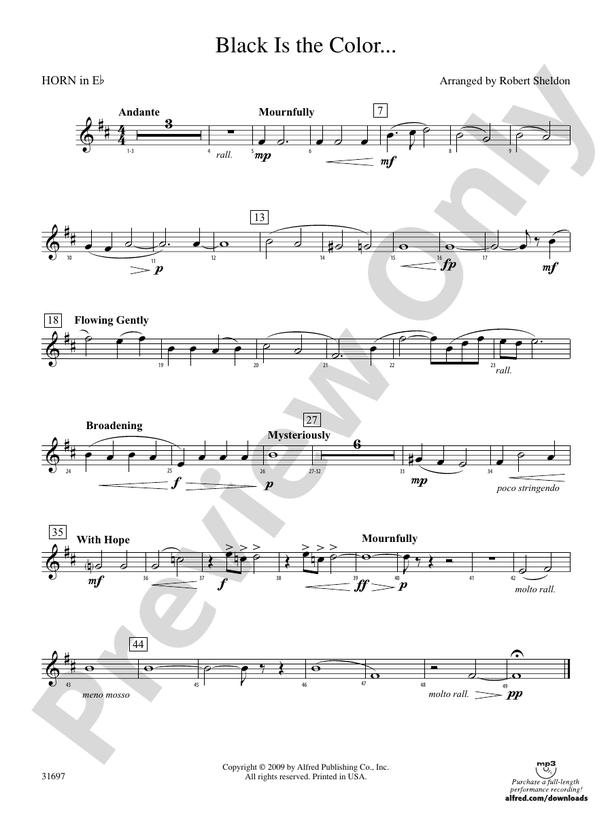 Black Is the Color...: (wp) 1st Horn in E-flat: (wp) 1st Horn in E-flat ...