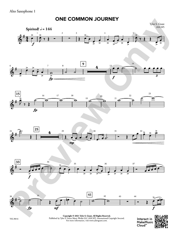 One Common Journey: 1st E-flat Alto Saxophone: 1st E-flat Alto Saxophone Part - Digital Sheet ...