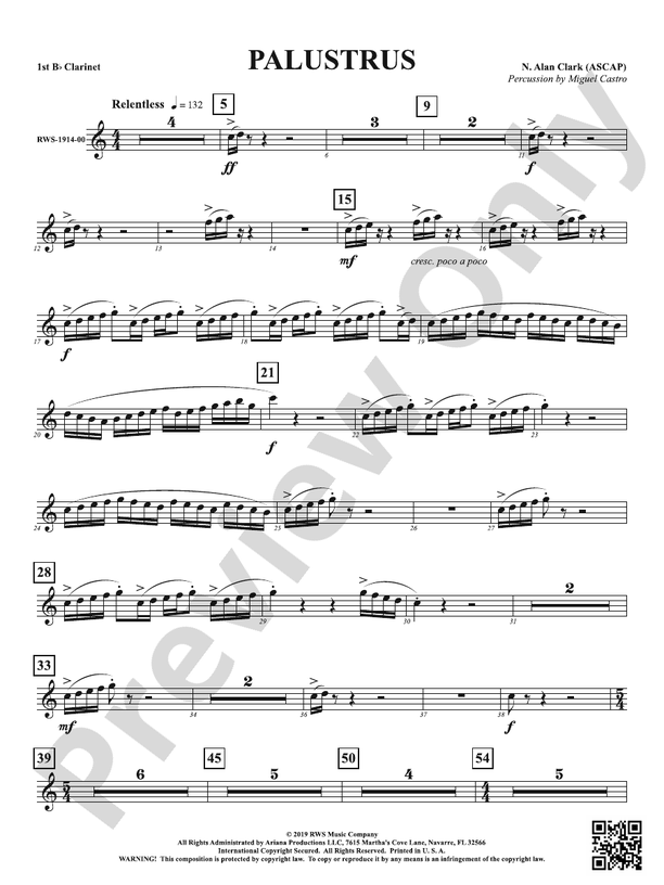Palustrus: 1st B-flat Clarinet: 1st B-flat Clarinet Part: N. Alan Clark - Digital Sheet Music ...