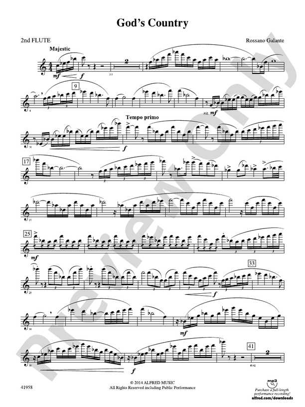 God's Country: 2nd Flute: 2nd Flute Part - Digital Sheet Music Download
