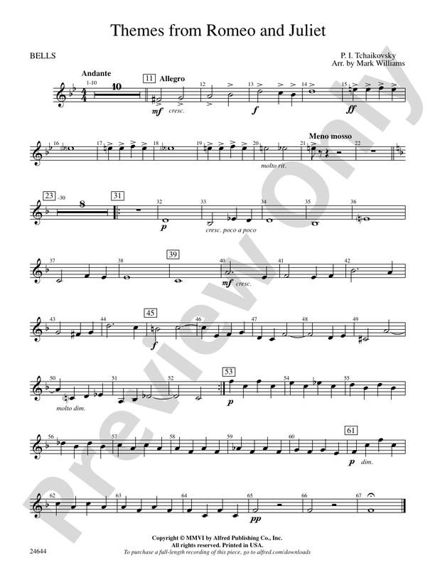 Romeo and Juliet, Themes from: Bells: Bells Part - Digital Sheet Music ...