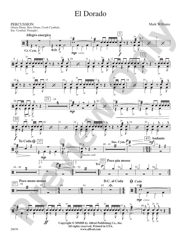 El Dorado: 1st Percussion: 1st Percussion Part - Digital Sheet Music ...