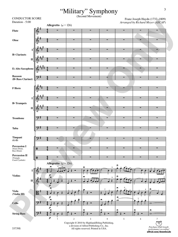 "Military" Symphony: Score: Full Orchestra Score - Digital Sheet Music ...