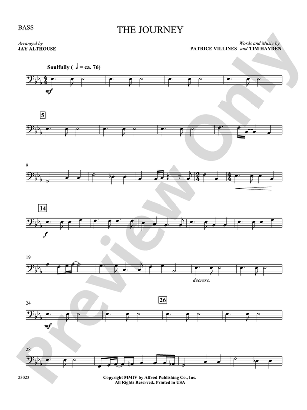The Journey: String Bass: String Bass Part - Digital Sheet Music Download
