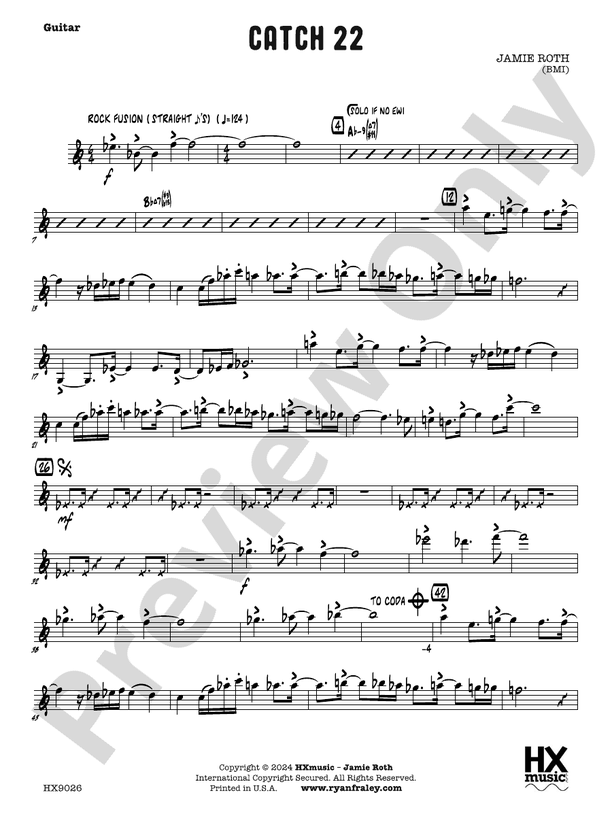 Catch 22: Guitar: Guitar Part: Jamie Roth - Digital Sheet Music Download
