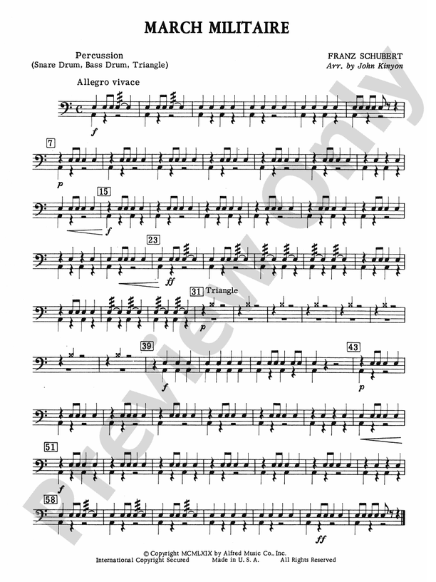 March Militaire: 1st Percussion: 1st Percussion Part - Digital Sheet ...