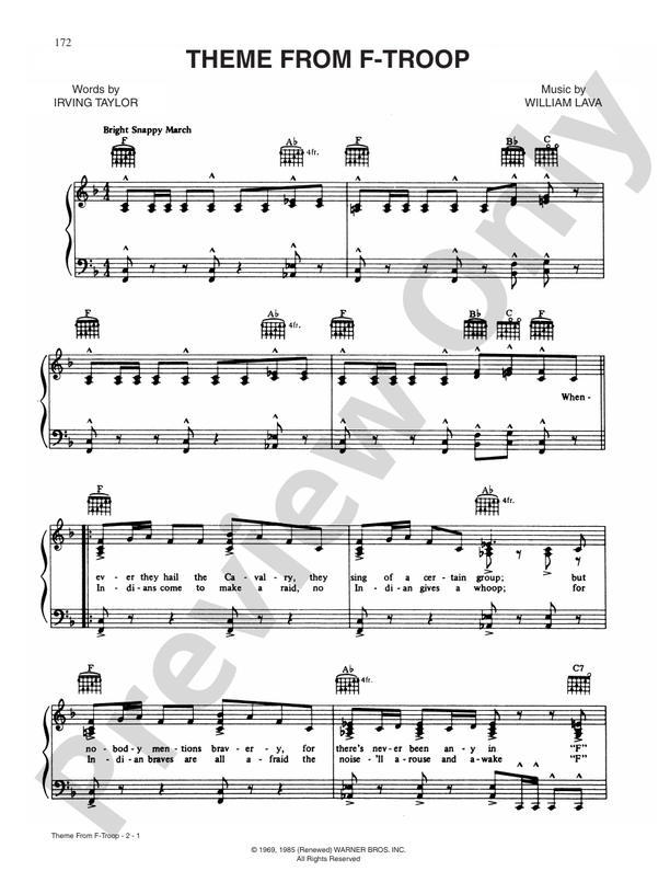 F-Troop Theme: Piano/Vocal/Chords: William Lava - Digital Sheet Music ...