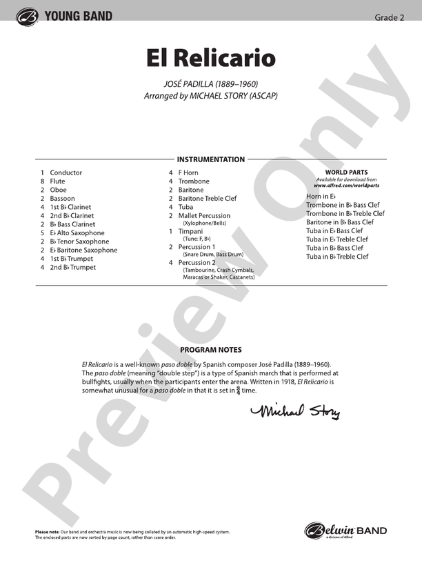 El Relicario: Score: Concert Band Score - Digital Sheet Music Download