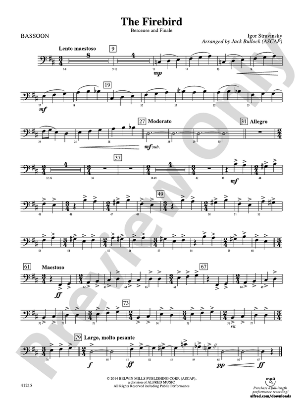 Firebird Bassoon Solo Sheet Music at Timothy Gordon blog