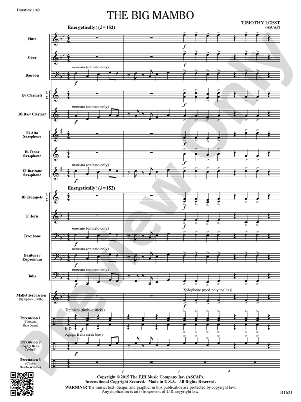 The Big Mambo: Score: Concert Band Score: Timothy Loest - Digital Sheet ...