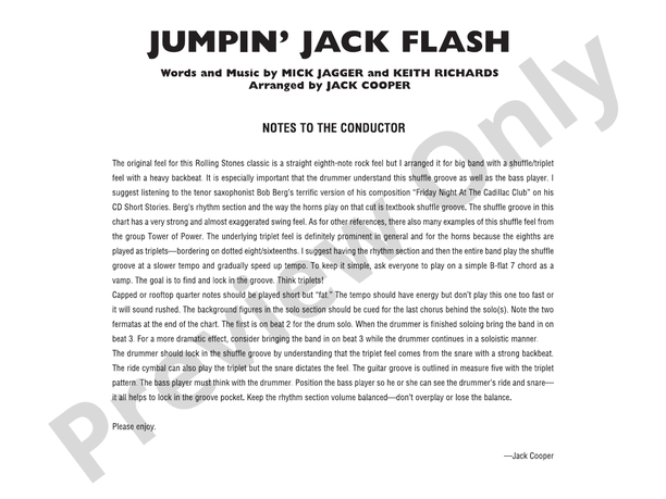 Jumpin' Jack Flash: Score: Jazz Ensemble Score - Digital Sheet Music ...