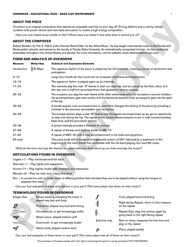 Overdrive: Bass Clef Educational Pack: Bass Clef Educational Pack Part - Digital Sheet Music ...