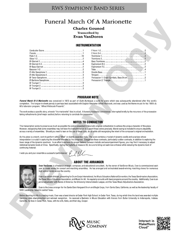 Funeral March of a Marionette: Score: Concert Band Score: Charles F ...