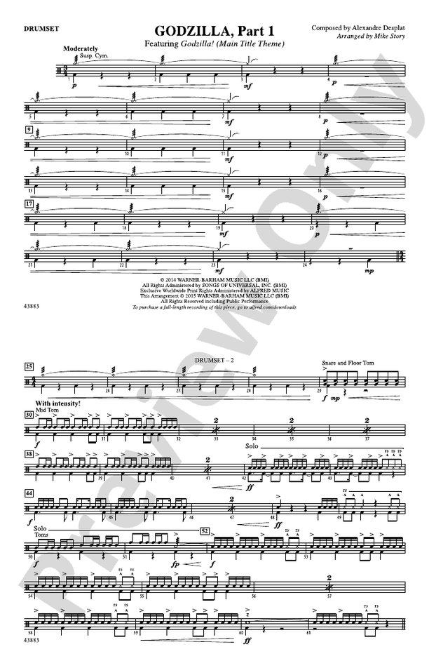 Godzilla, Part 1: Drums: Drums Part - Digital Sheet Music Download