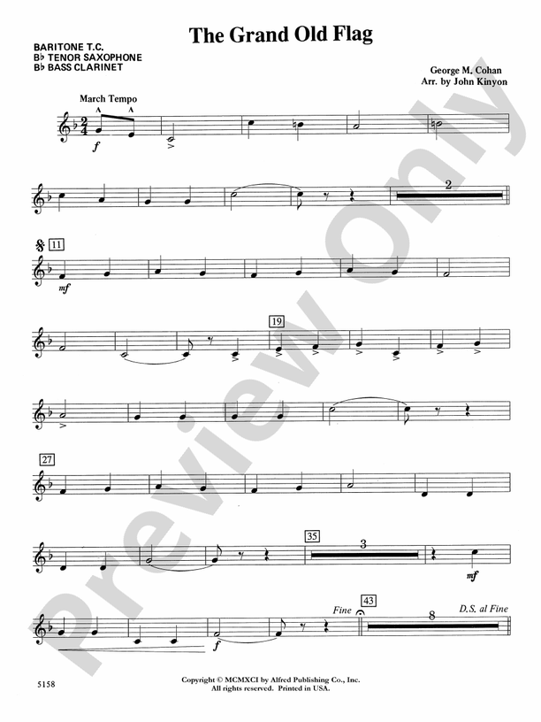 The Grand Old Flag: Baritone T.C.: Baritone T.C. Part - Digital Sheet ...