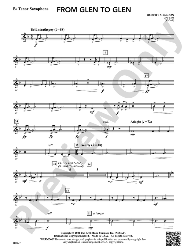 From Glen to Glen: B-flat Tenor Saxophone: B-flat Tenor Saxophone Part: Robert Sheldon - Digital ...