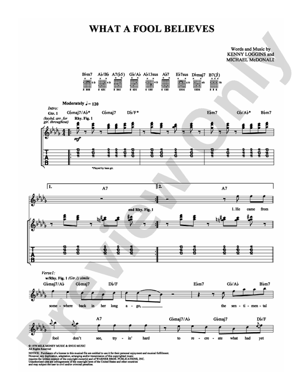 What A Fool Believes: Guitar TAB: Doobie Brothers - Digital Sheet Music ...