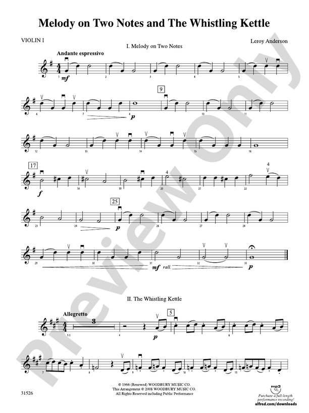 Melody on Two Notes and The Whistling Kettle: 1st Violin: 1st Violin ...