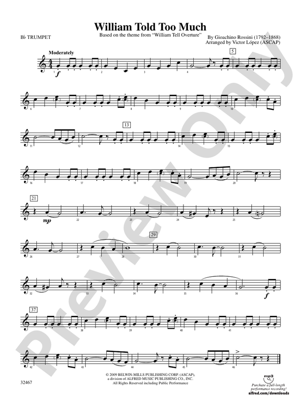 William Told Too Much: 1st B-flat Trumpet: 1st B-flat Trumpet Part ...