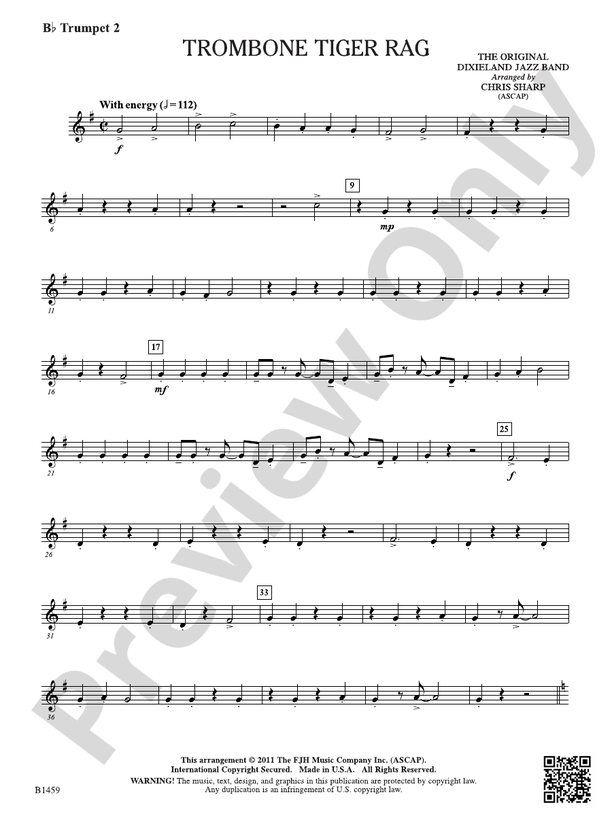 Trombone Tiger Rag: B-flat Trumpet 2: B-flat Trumpet 2 Part - Digital ...