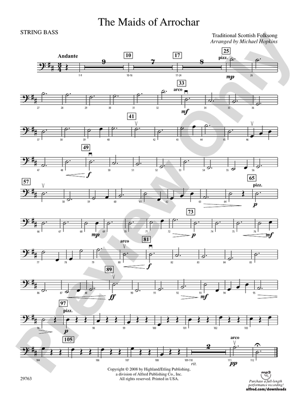 The Maids of Arrochar: String Bass: String Bass Part - Digital Sheet ...