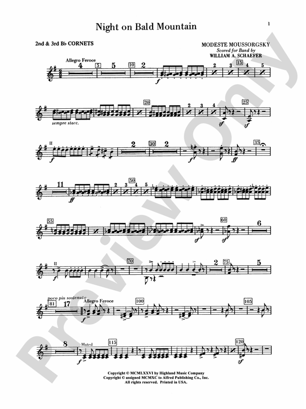 Night on Bald Mountain: 2nd B-flat Cornet: 2nd B-flat Cornet Part ...