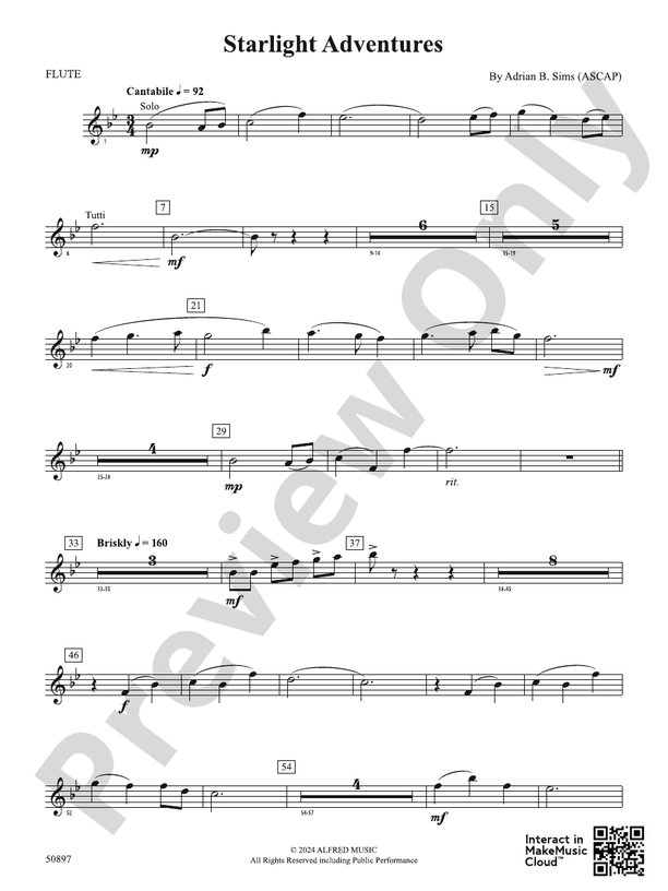 Starlight Adventures: Flute: Flute Part - Digital Sheet Music Download