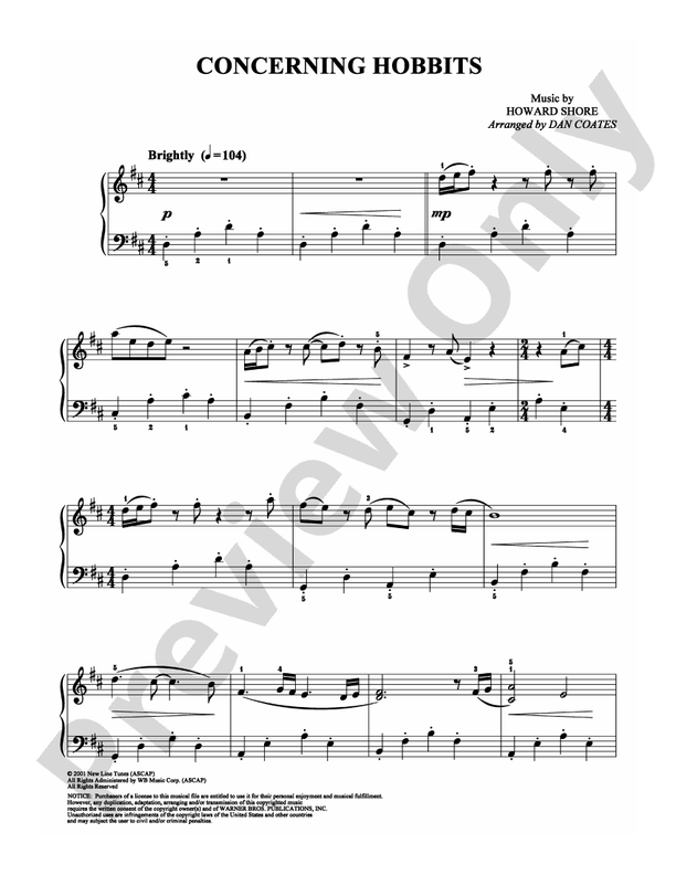 Concerning Hobbits: Easy Piano: Howard Shore - Digital Sheet Music Download