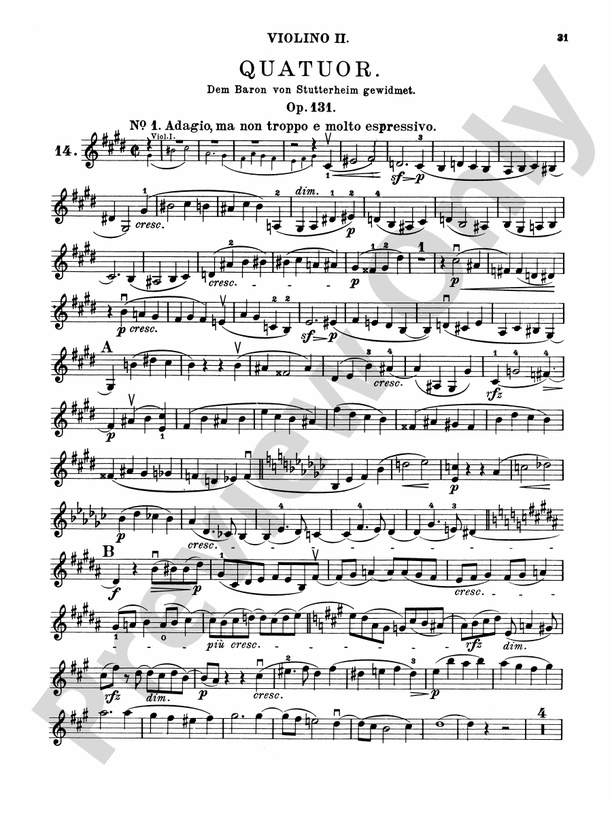 Beethoven: String Quartets, Volume III: String Quartet, Op. 131 (Violin II) Part - Digital Sheet ...