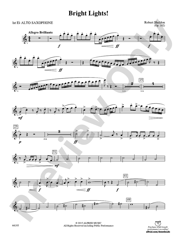 Bright Lights!: E-flat Alto Saxophone: E-flat Alto Saxophone Part ...