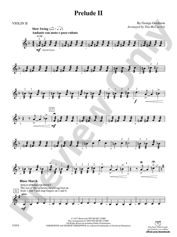 Prelude II: 2nd Violin: 2nd Violin Part - Digital Sheet Music Download