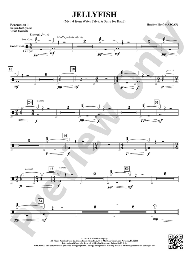 Jellyfish - Mvt. 4 from Water Tales: A Suite for Band: 1st Percussion ...