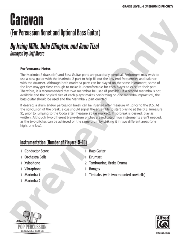 Caravan: Score: Percussion Ensemble Score - Digital Sheet Music Download