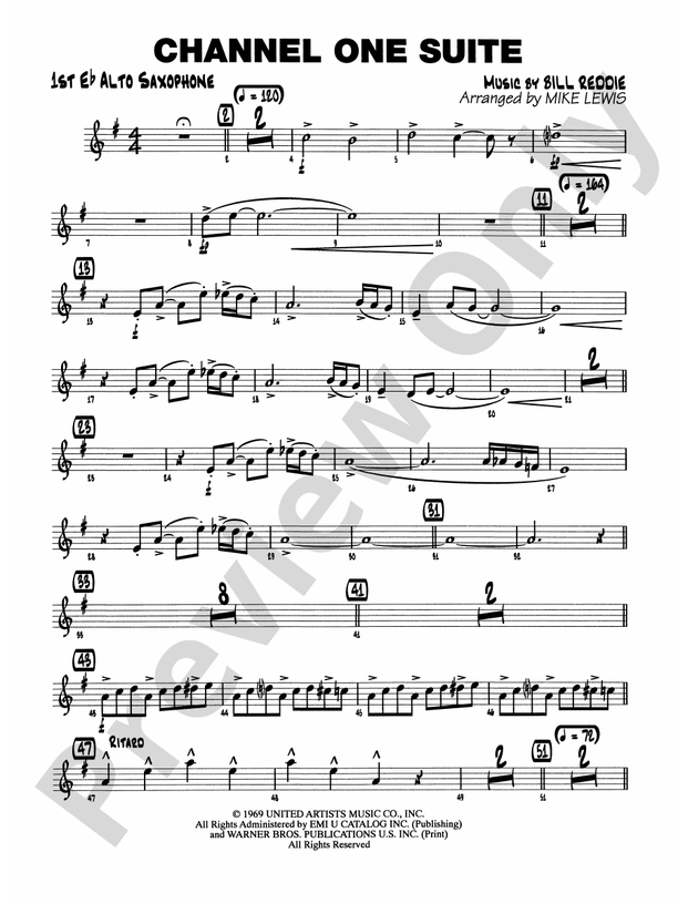 Channel One Suite: E-flat Alto Saxophone: E-flat Alto Saxophone Part - Digital Sheet Music Download