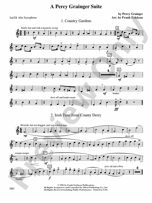 A Percy Grainger Suite 2nd E Flat Alto Saxophone 2nd E Flat Alto