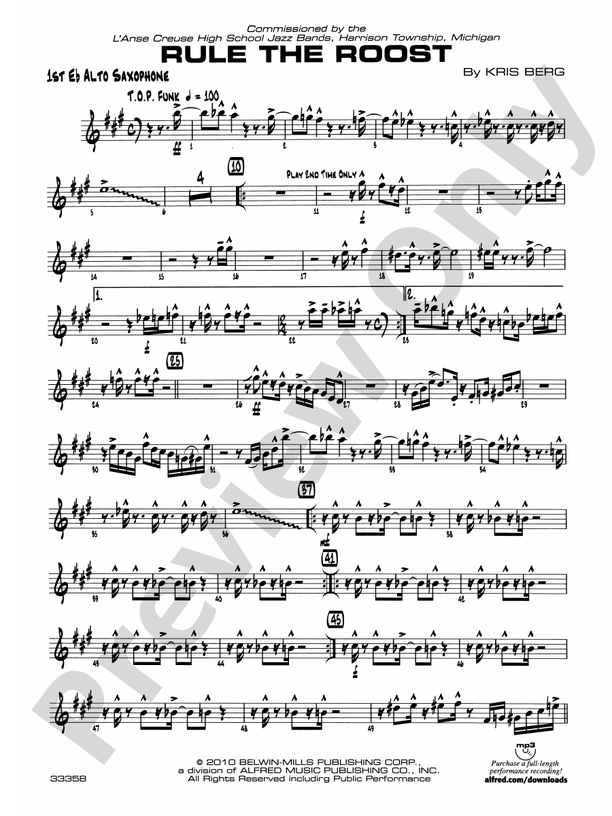 Rule the Roost: E-flat Alto Saxophone: E-flat Alto Saxophone Part - Digital Sheet Music Download