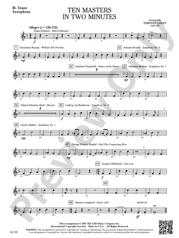 Ten Masters in Two Minutes: B-flat Tenor Saxophone: B-flat Tenor ...