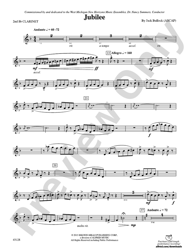 Jubilee: 2nd B-flat Clarinet: 2nd B-flat Clarinet Part - Digital Sheet ...