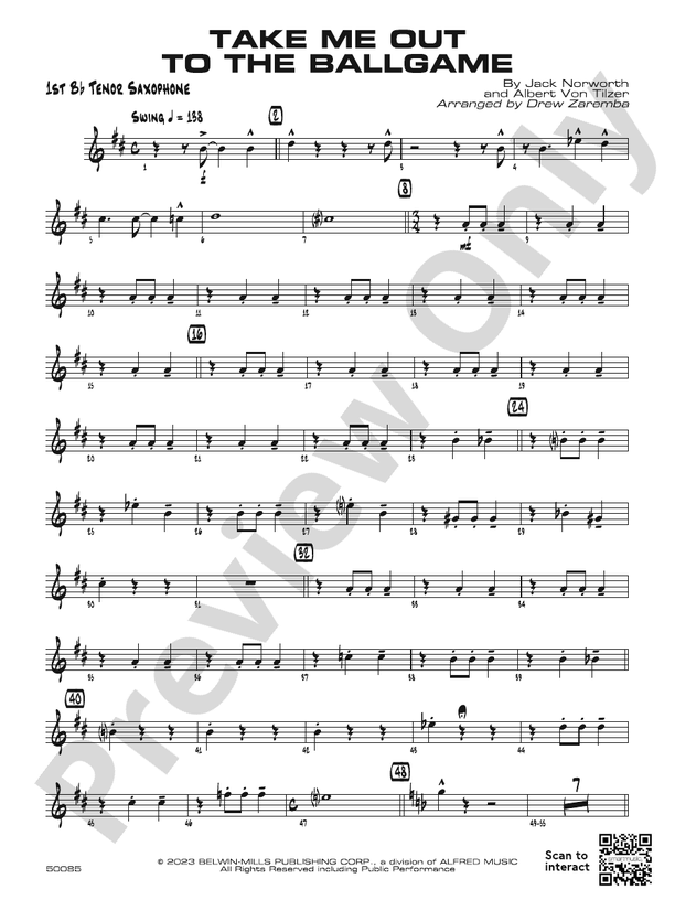 Take Me Out to the Ballgame: B-flat Tenor Saxophone: B-flat Tenor ...
