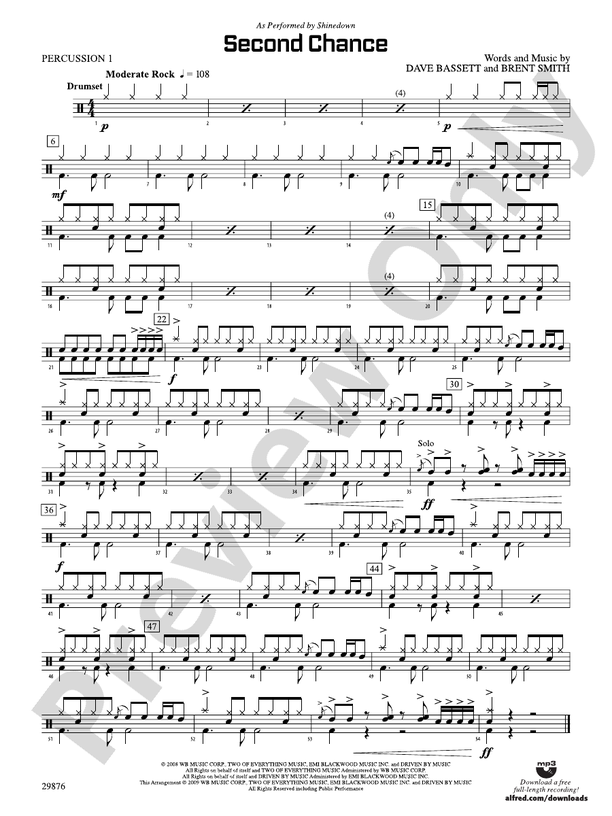 Second Chance: 1st Percussion: 1st Percussion Part - Digital Sheet ...