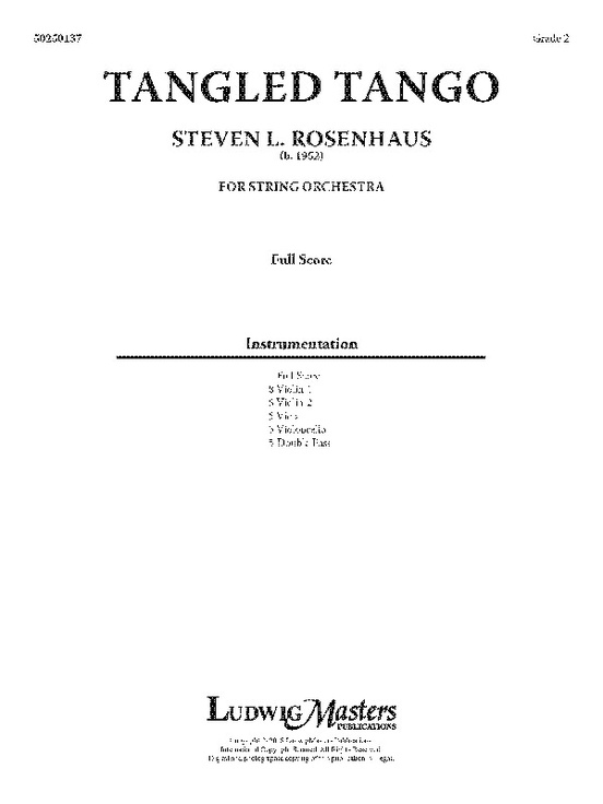 Tangled Tango: String Orchestra Conductor Score: Steven Rosenhaus ...