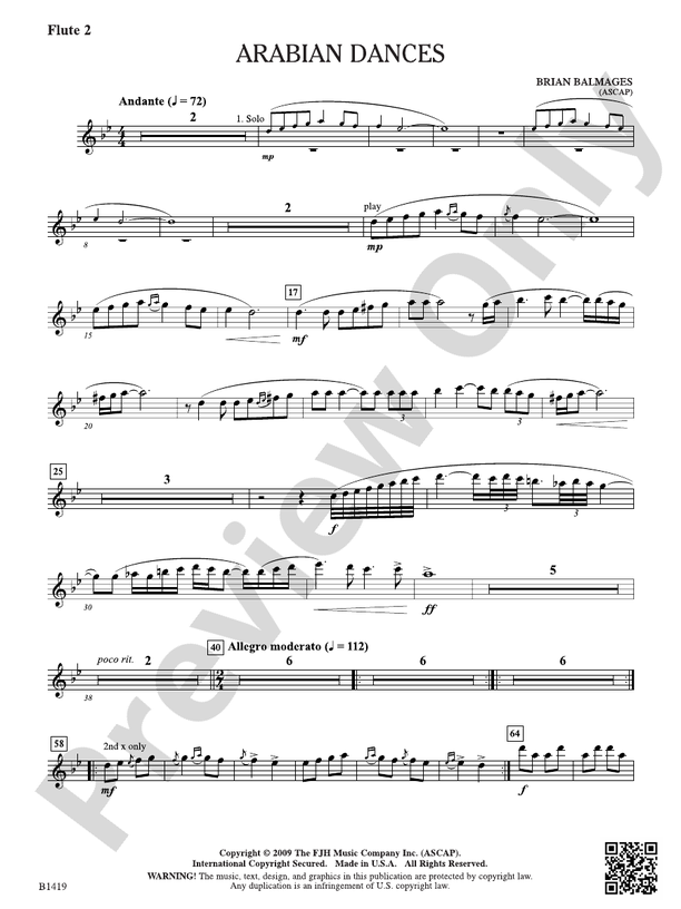Arabian Dances: Flute 2: Flute 2 Part: Brian Balmages - Digital Sheet ...