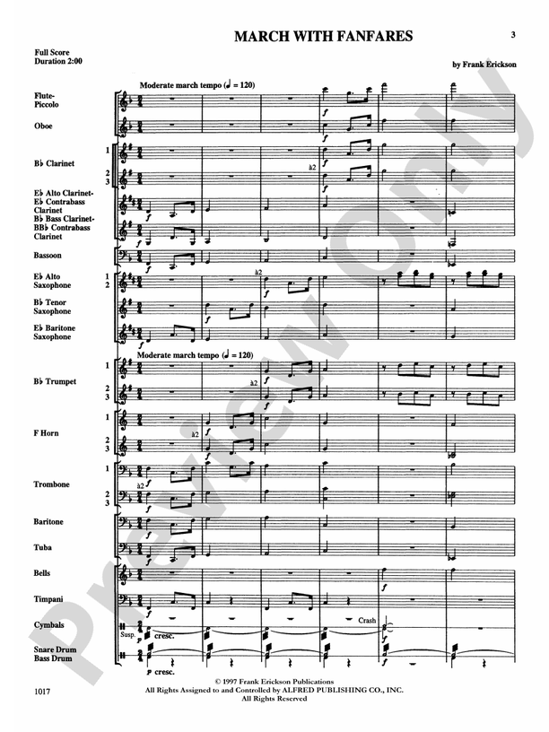 March with Fanfares: Concert Band Conductor Score & Parts: Frank ...