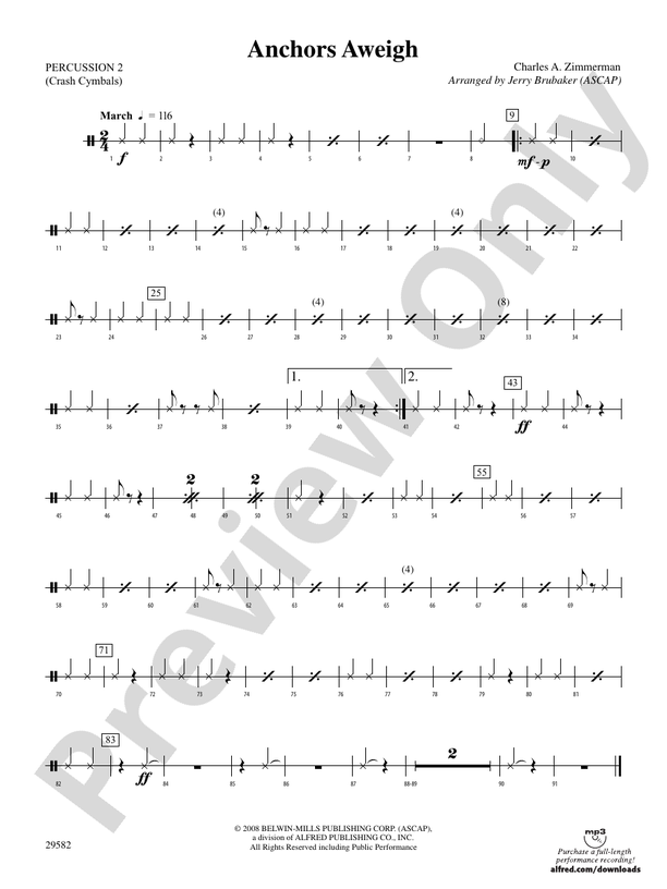 Anchors Aweigh: 2nd Percussion: 2nd Percussion Part - Digital Sheet ...