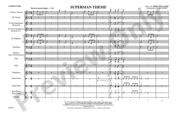 Superman Theme: Score: Marching Band Score - Digital Sheet Music Download