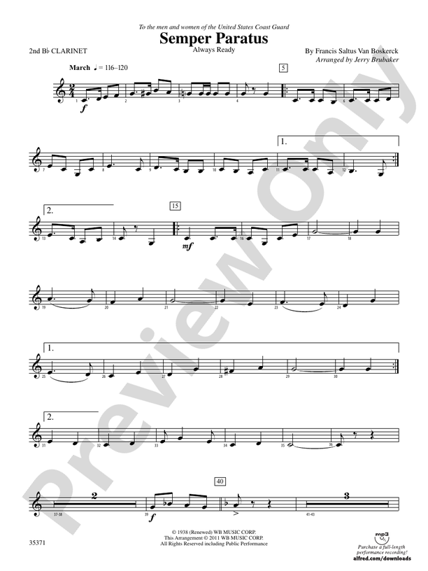 Semper Paratus: 2nd B-flat Clarinet: 2nd B-flat Clarinet Part - Digital Sheet Music Download