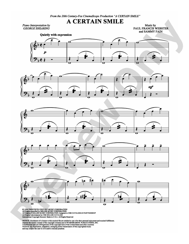 A Certain Smile: Piano: George Shearing - Digital Sheet Music Download