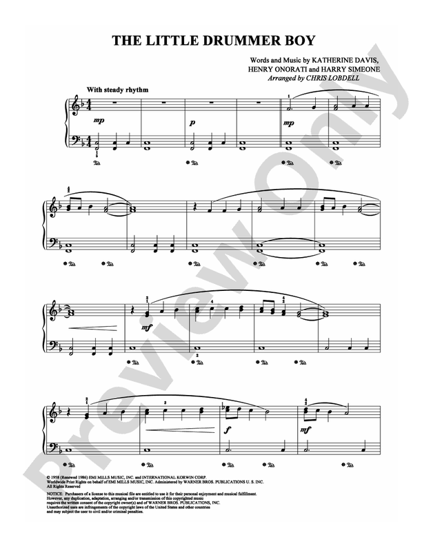 The Little Drummer Boy: Easy Piano: Henry Onorati - Digital Sheet Music ...